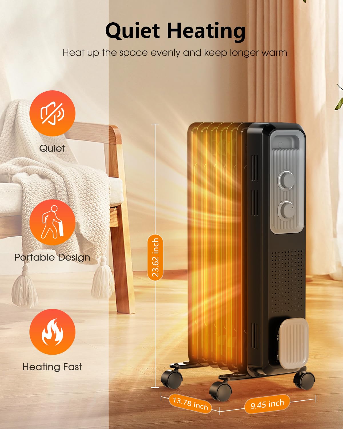 Mua R.W.FLAME Oil Filled Radiator Heater,1200W Electric Space Heaters ...