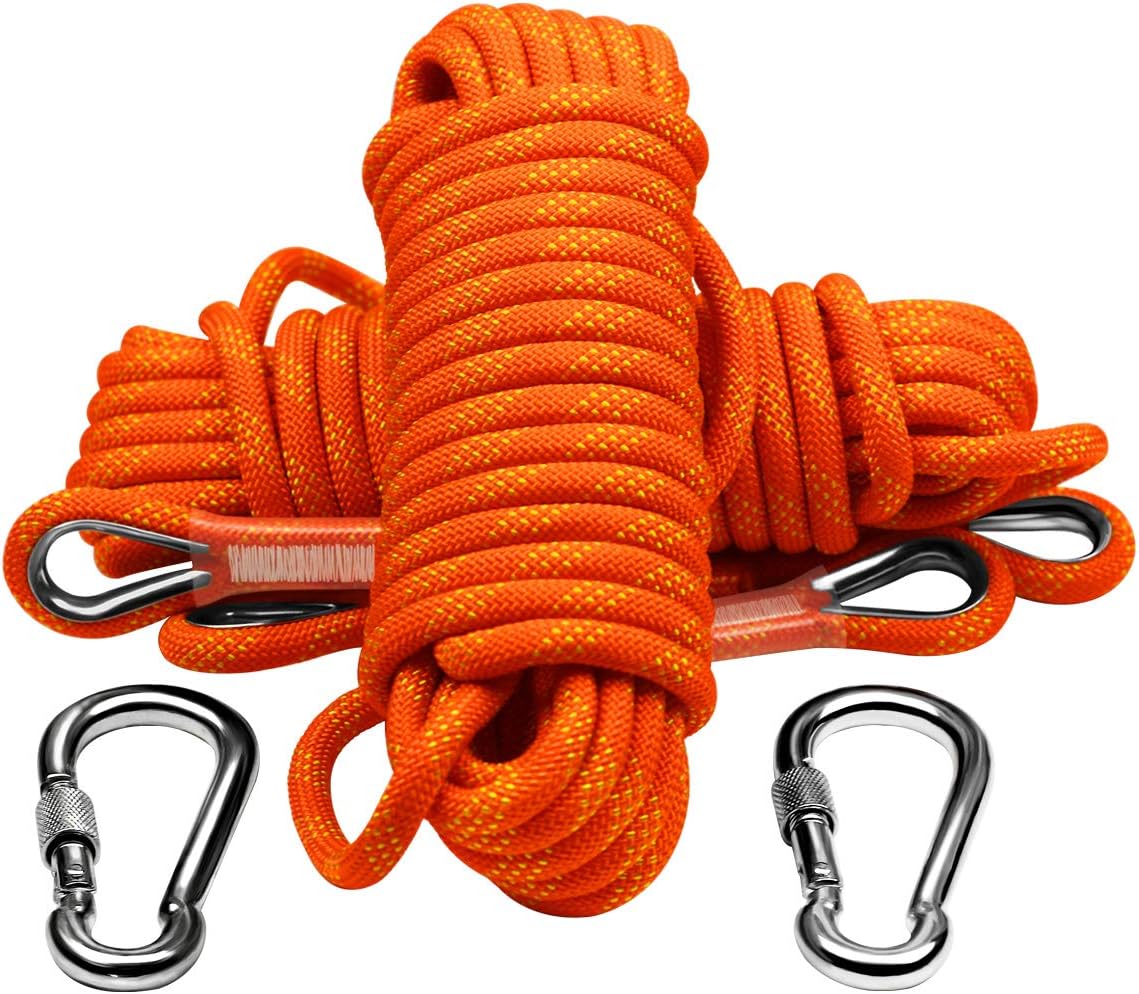 YOMEGO 10mm Outdoor Climbing Rope Nylon Heavy Duty Static Rope With 2
