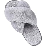 Amazon.com | Vepose Women's Cross Band Slippers Soft Plush Furry Open Toe Fur Slides Fuzzy ...