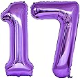 Amazon.com: Number 17 Purple Balloons 40 Inch Giant Purple 17 Number ...