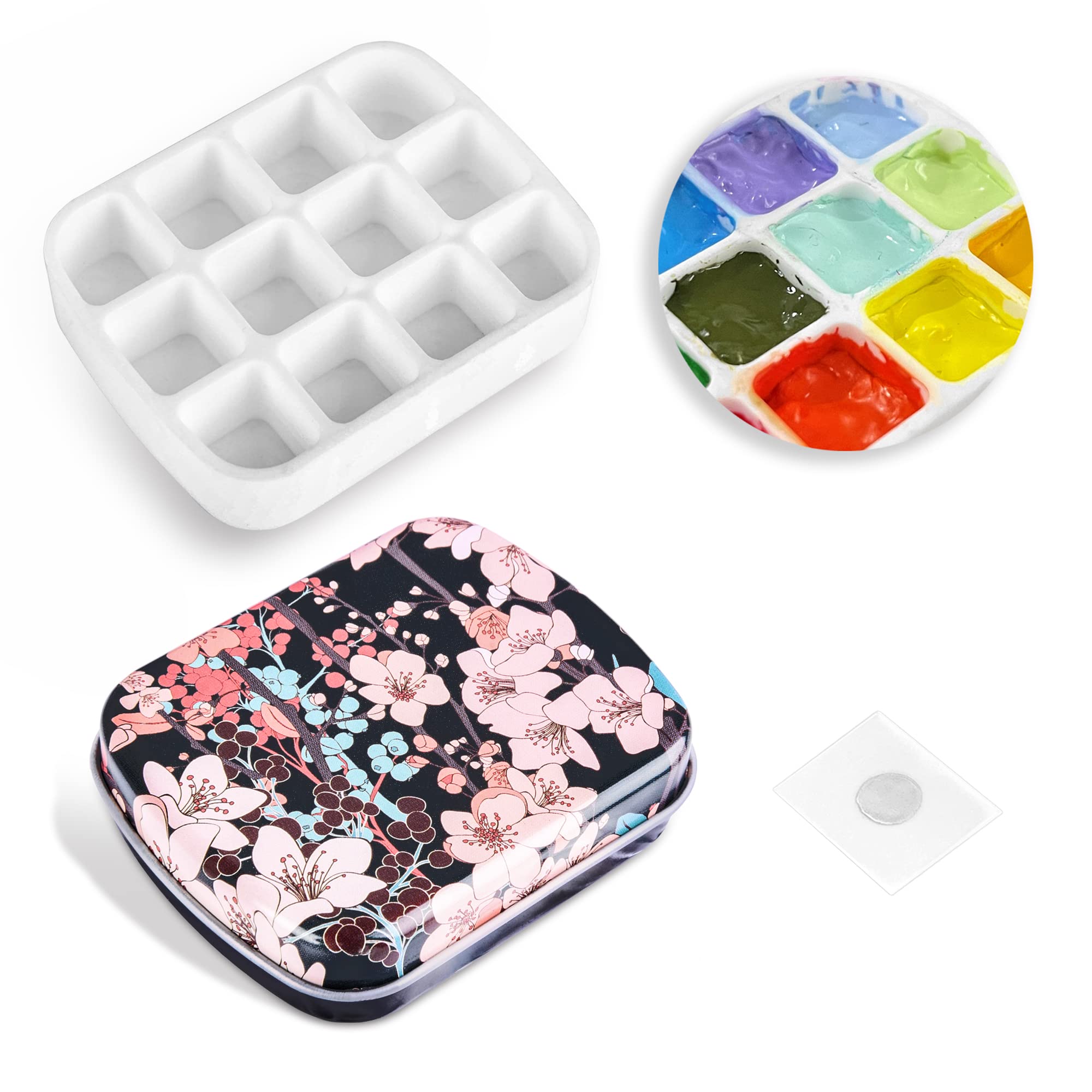 Mua Small Tin Box 12 Wells Empty Watercolor Palette Paint Mixing Cups ...
