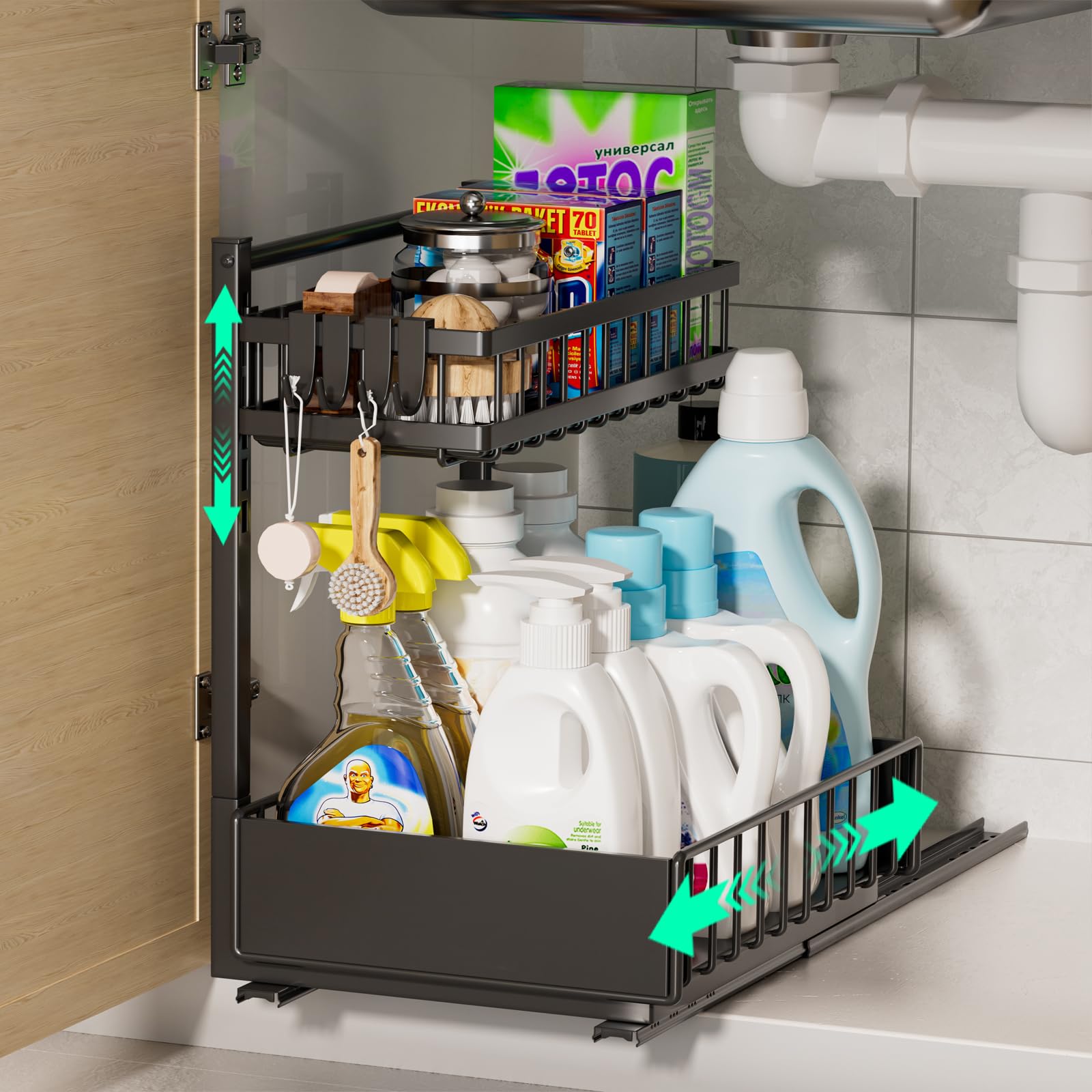 Mua Hiviweer Under Sink Organizer,2 Tier Under Sink Organizers and ...