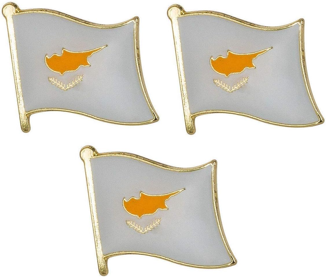 Pack of 3 x Flag of CYPRUS metal pin badges each badge approx 19mm x ...