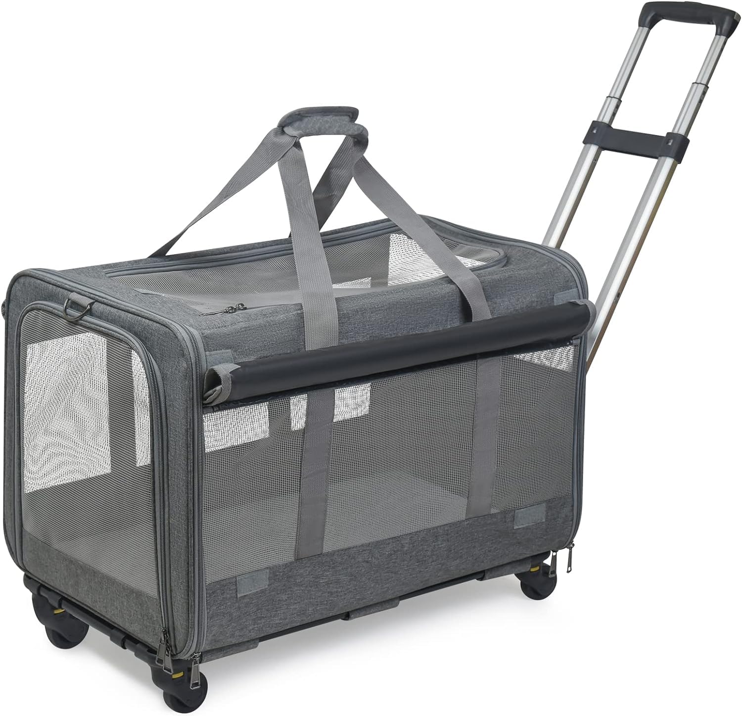 GJEASE Large Pet Rolling Carrier with Wheels for Up to 35 LBS,with ...