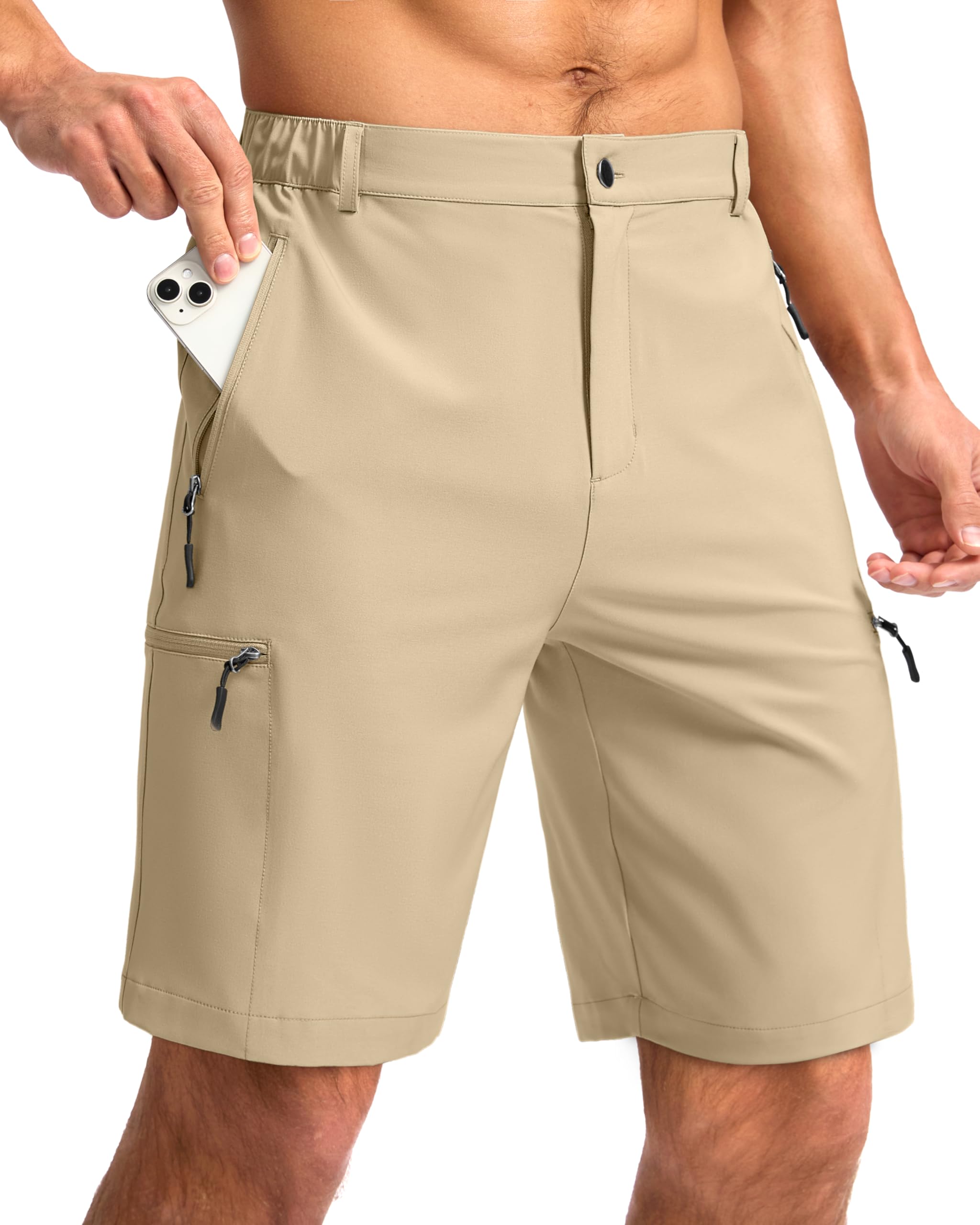 G Gradual Mens Hiking Cargo Shorts with 4 Zipper Pockets 9" Quick Dry ...