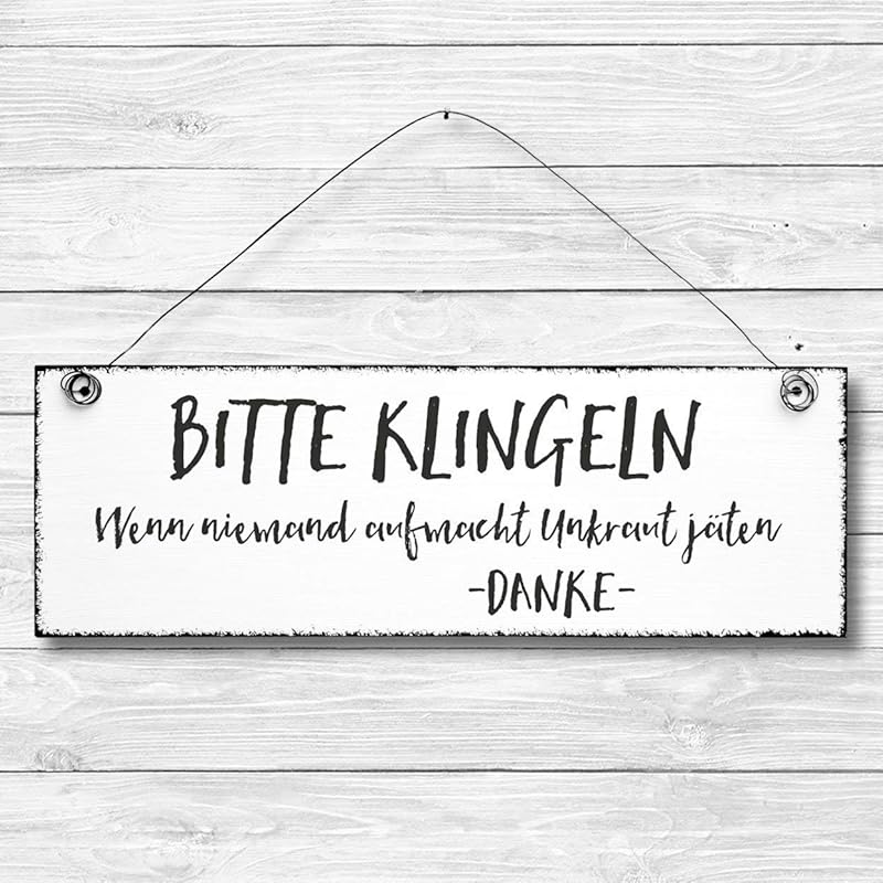 Bitte klingeln - Dekoschild Türschild Wandschild aus Holz 10x30cm ...