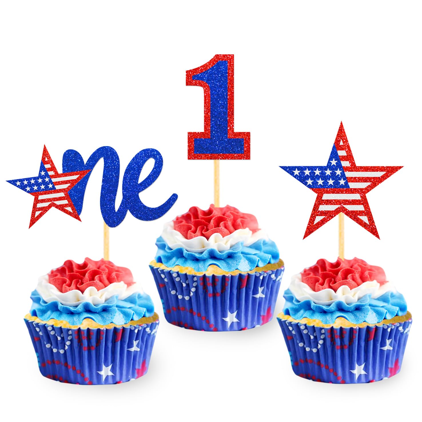 24Pcs Independence Day Cupcake Toppers 4th of July Cake Toppers for ...