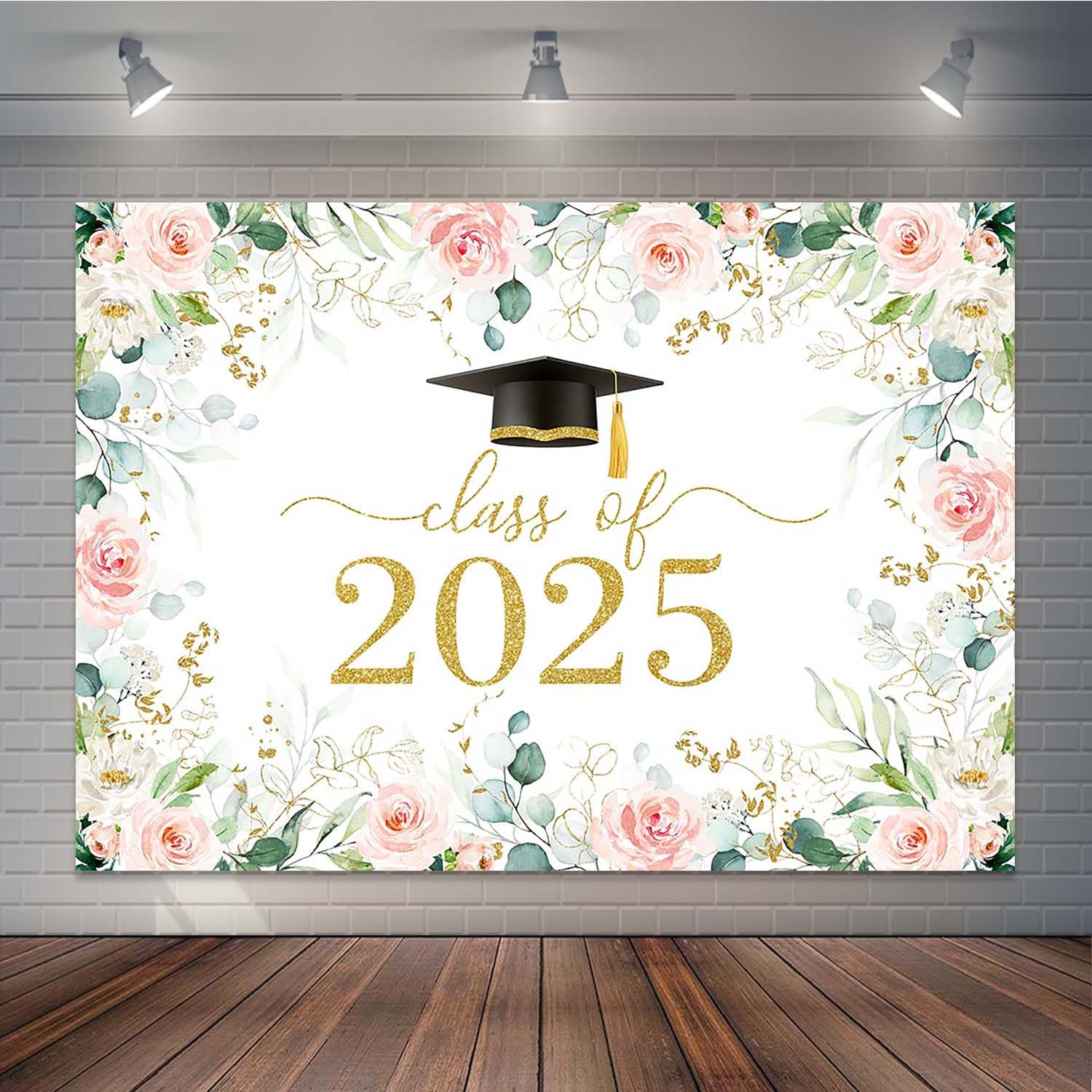 Joliaco 2025 Graduation Party Backdrop Blush Pink Floral Class of 2025 ...