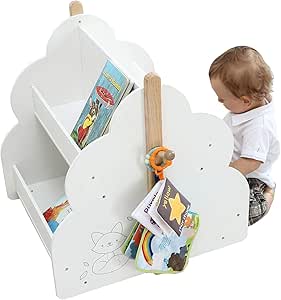 Amazon.com: labebe Kid Bookshelf with Wheels, Wood Kid Bookshelf (White ...