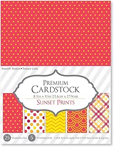 Amazon.com: Red Prints Patterned Cardstock Paper 8.5x11 Pack - 25 Sheets