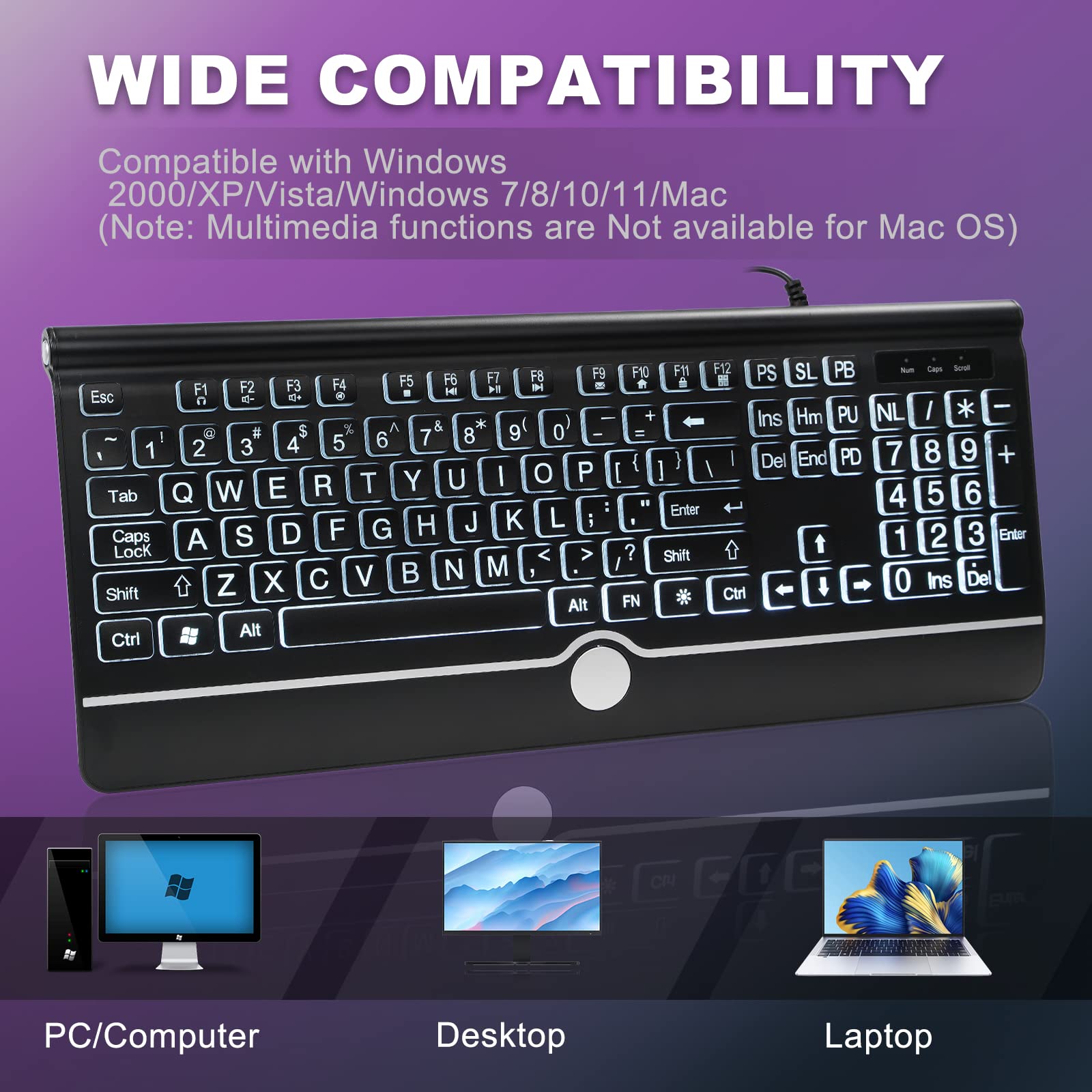 Mua Wired Keyboard and Mouse Combo - Large Print Light Up Keyboard ...