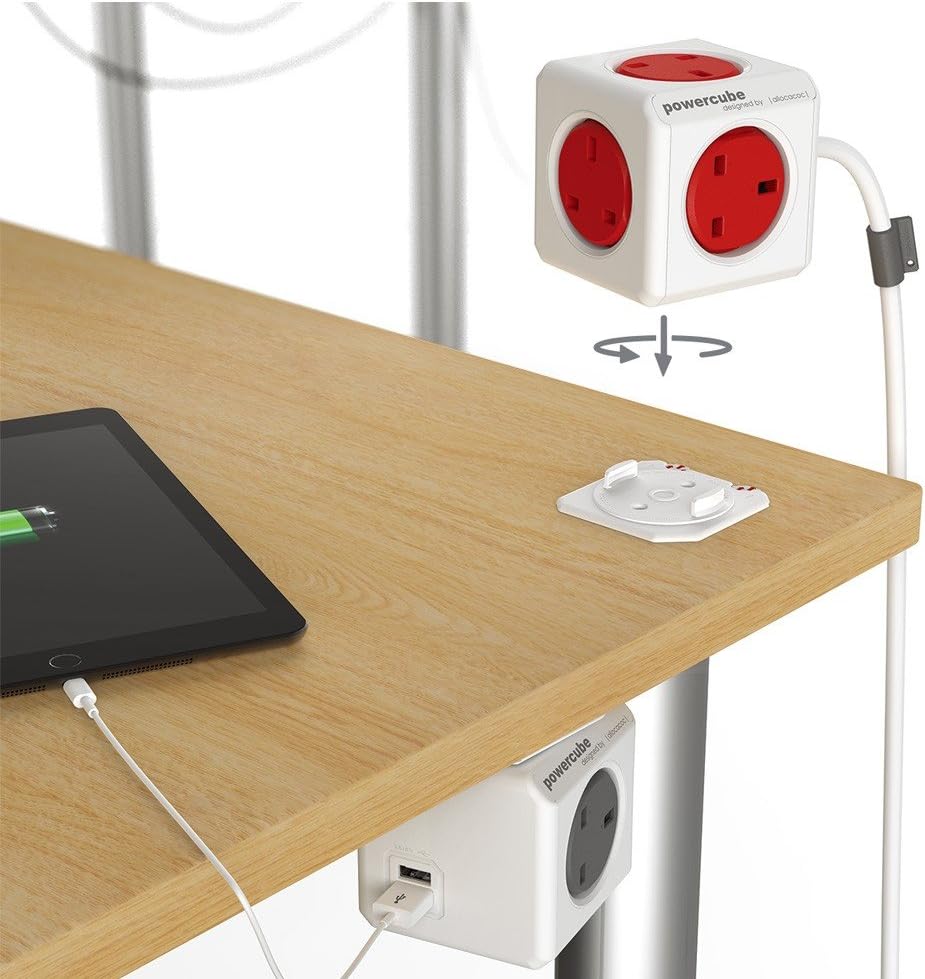 Allocacoc PowerCube Extended USB Power Socket UK – 1.5 Metre – Grey ...