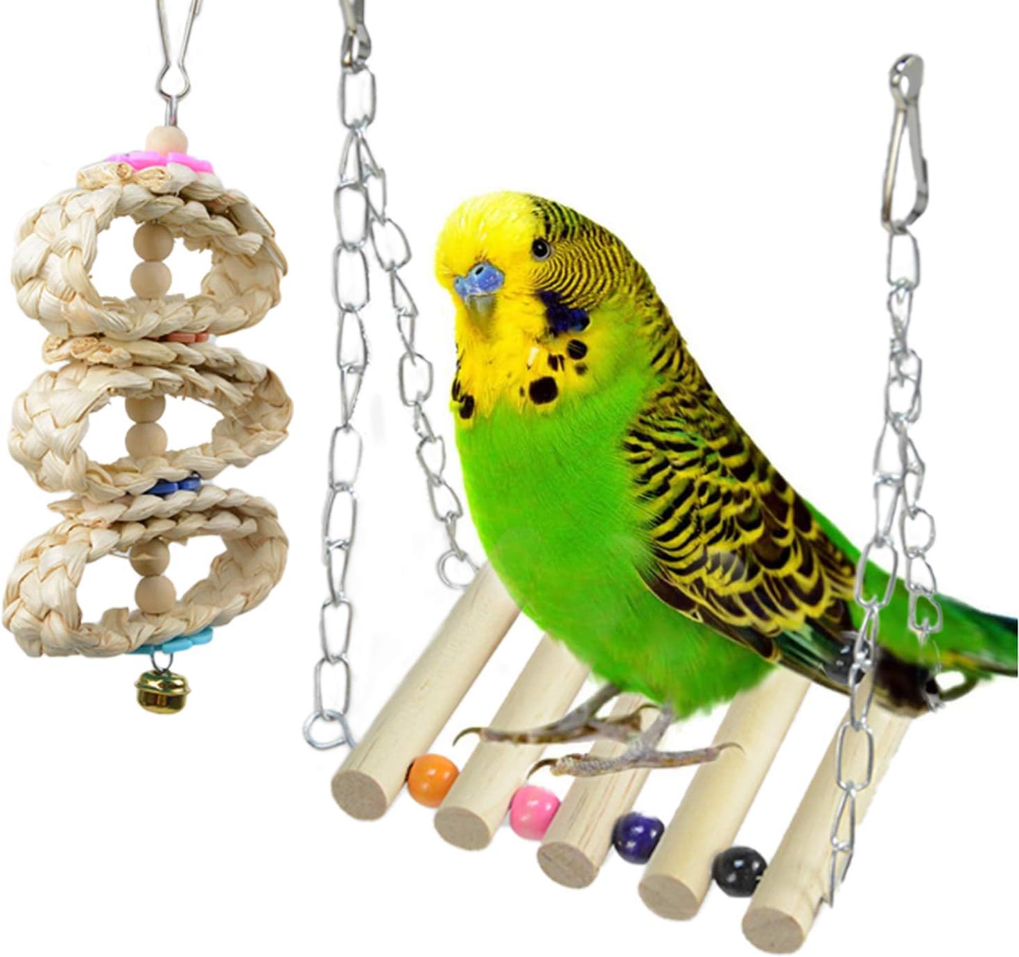 aleawol 8 Pcs Bird Cage Toys Parrot Toys Parrot Chewing Toys Parrot ...