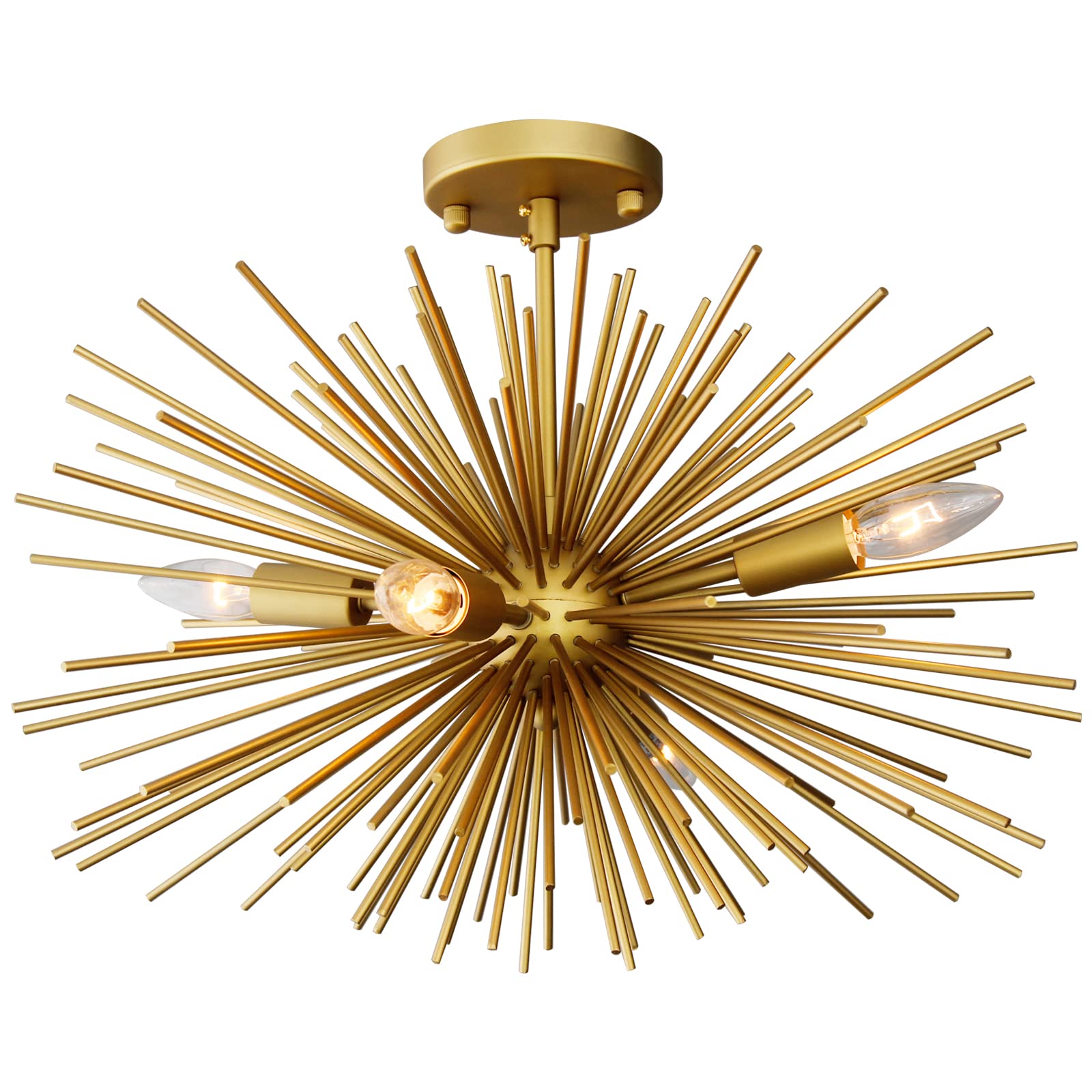 ZIRALIO Gold Sputnik Chandelier Modern Semi Flush Mount Ceiling Light Fixture Modern Golden ...