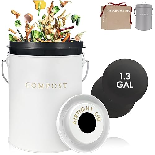 White Indoor Compost Bin Kitchen Odorless, Kitchen Compost Bin ...