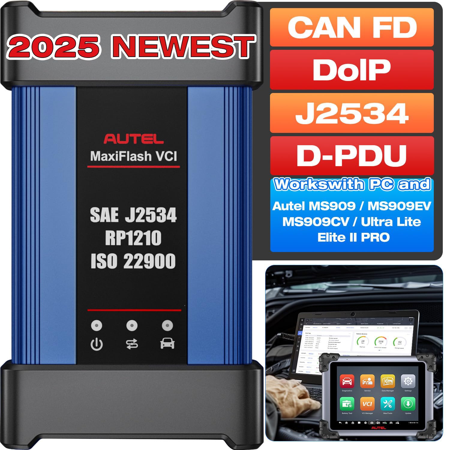 Autel MaxiFlash Elite J2534 VCI, 2025 Enhanced Automotive ECU ...