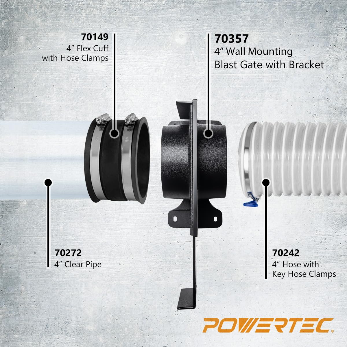 Mua POWERTEC 70357-P2 4 Inch Wall Mounting Blast Gate with Bracket for ...