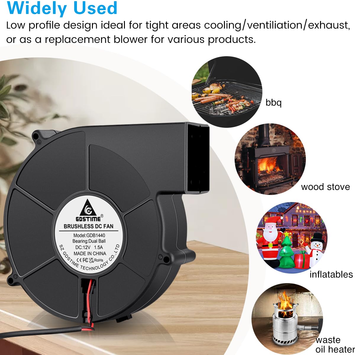 Mua GDSTIME 140mm x 40mm Variable Speed Blower Fan, 110V 120V 220V AC ...