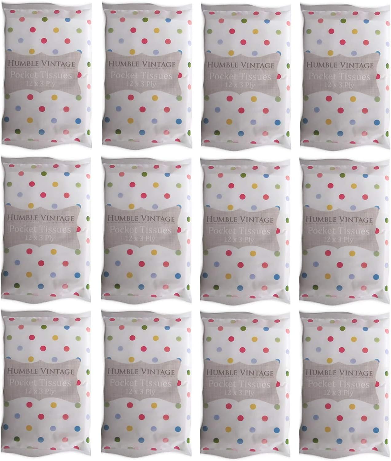Humble Vintage Spotty Polka Dot Design Outer Pocket Tissues 12 packs of ...