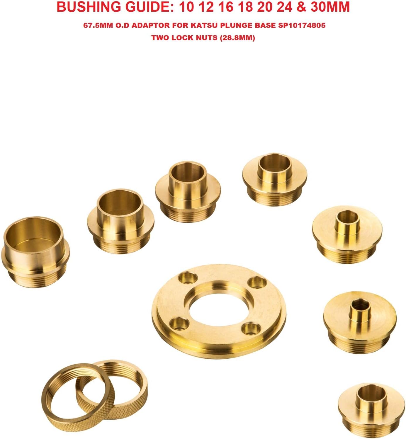 KATSU Tools Brass Router Guide Bush Bushing Set with Case – 10 Pieces ...