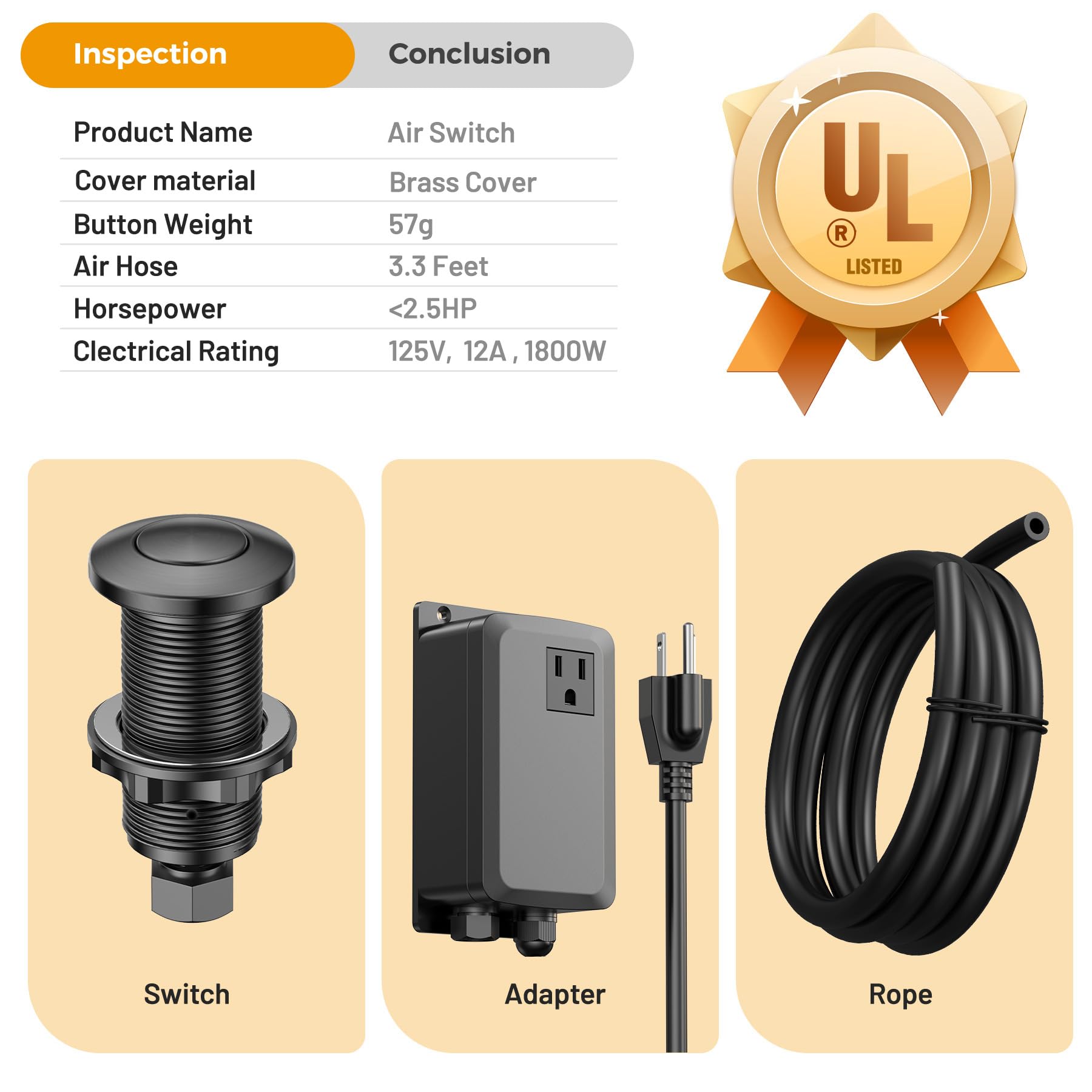 Anwoll Garbage Disposal Air Switch Kit -Professional, Sink Top Waste ...