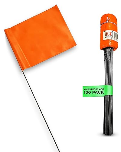 Fluorescent Orange Yard Marking Flags - 4x5x15 Inch Marker Flags - 100 ...