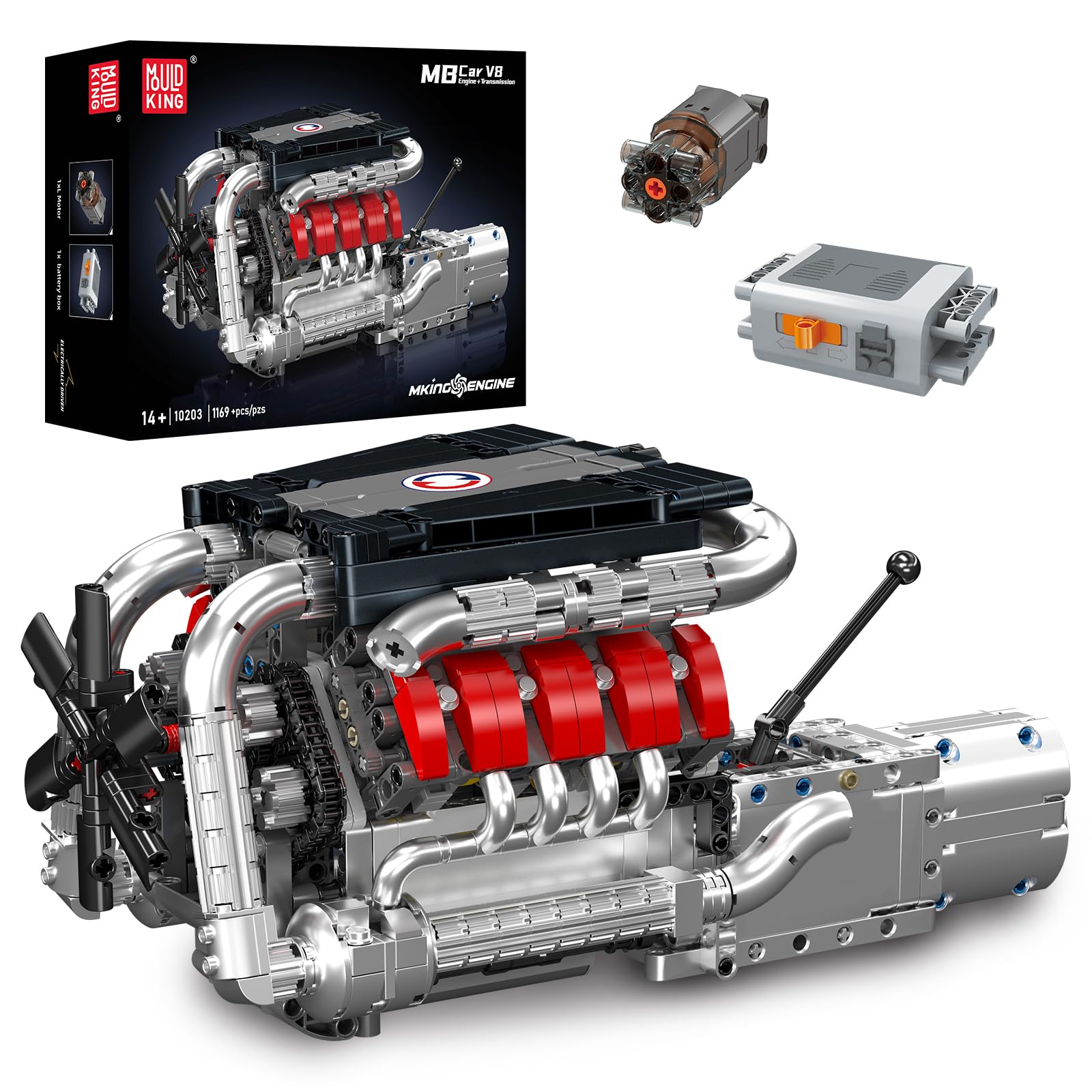 Mould King 10203 V8 Engine Building Blocks Sets, V8 Engine Model kit ...