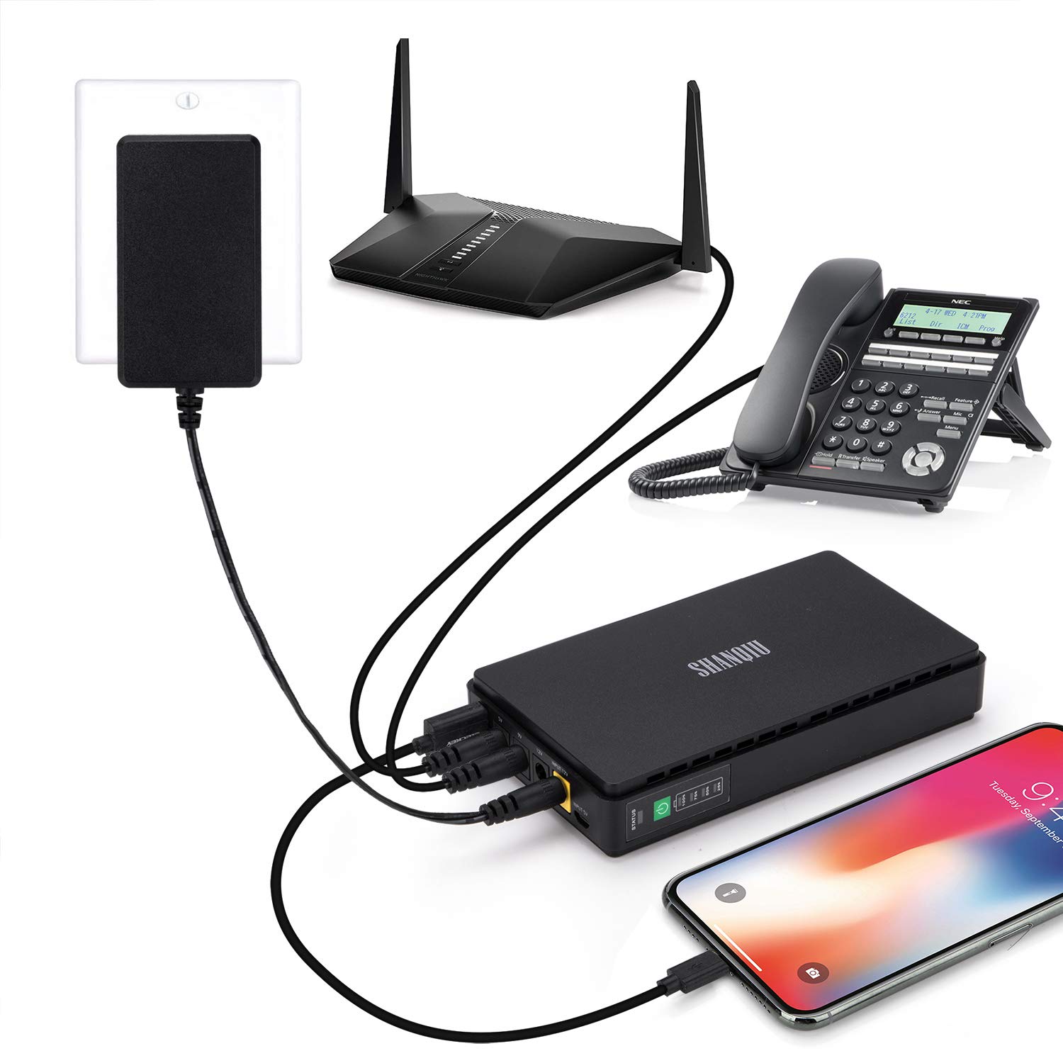 Mua Shanqiu Mini UPS Battery Backup Uninterruptible Power Supply for ...