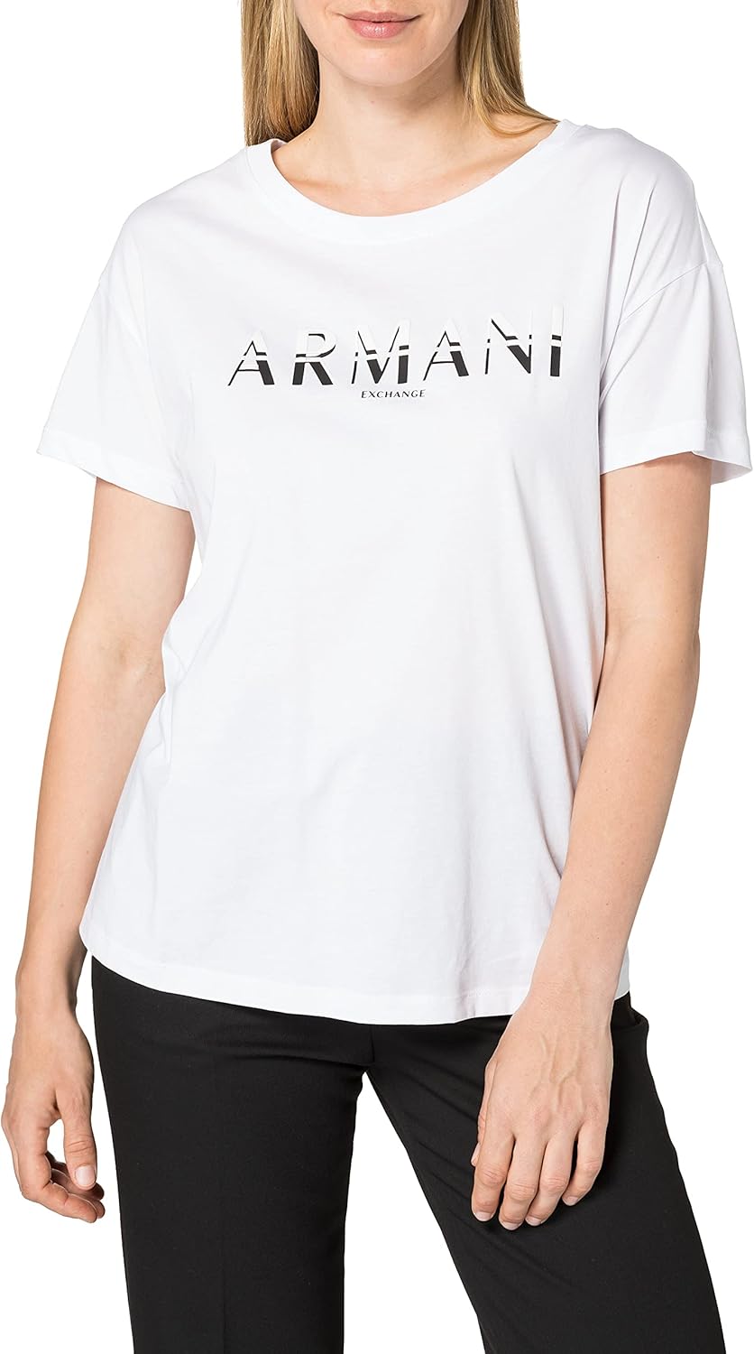 AX ARMANI EXCHANGE AX Logo Boyfriend Logo Camiseta Camiseta para Mujer ...