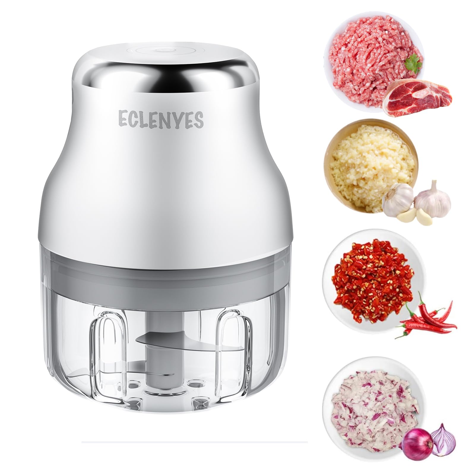 Vegetable Chopper, 100ML Electric Garlic Chopper, USB Rechargeable Mini ...