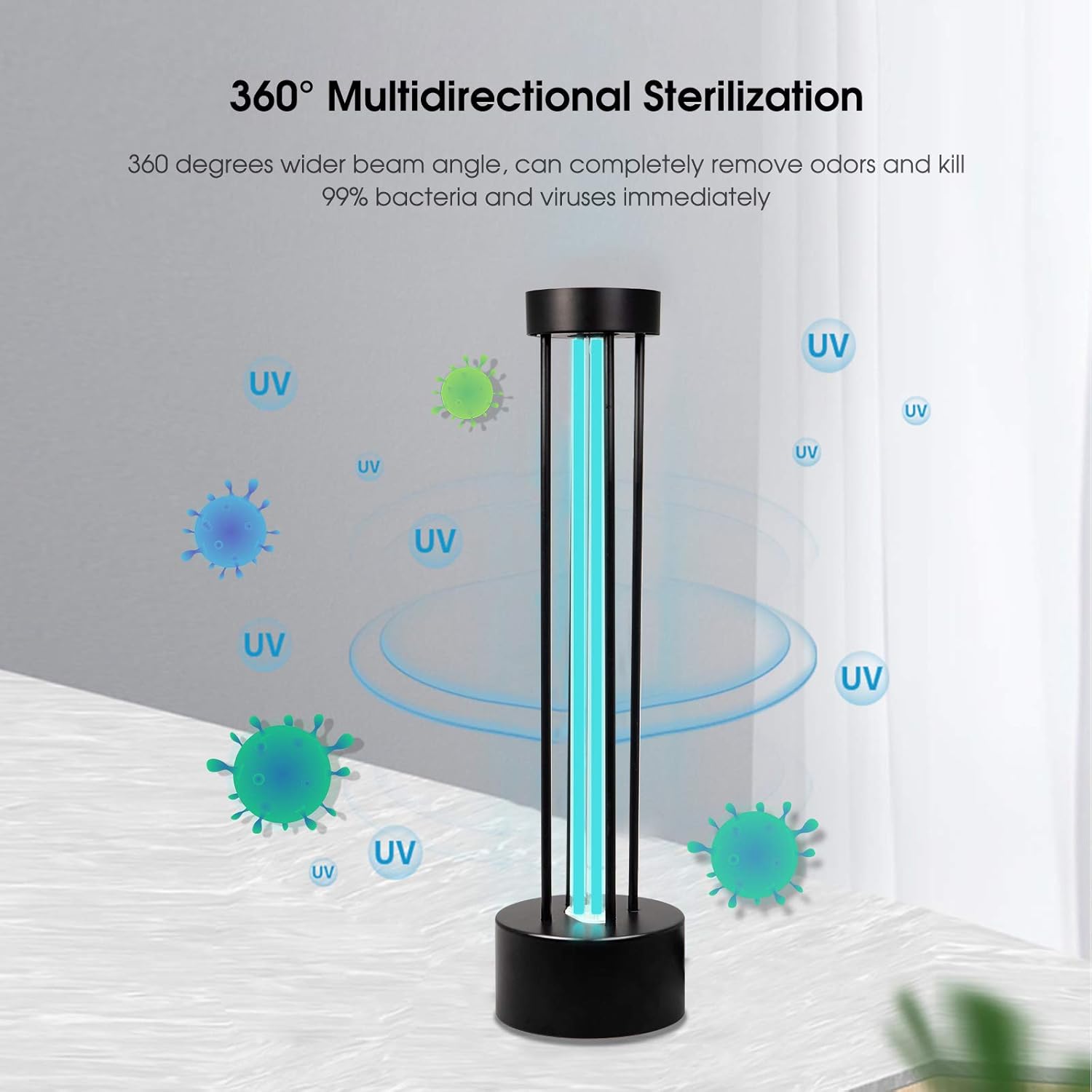 Poptel Smart WiFi UVC Light Sanitizer, 36 Watt UVC Light Disinfection ...