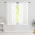 Amazon.com: Karseteli Semi Voile White Sheer Small Curtains 45 Inches Long 2 Panels Rod Pocket ...