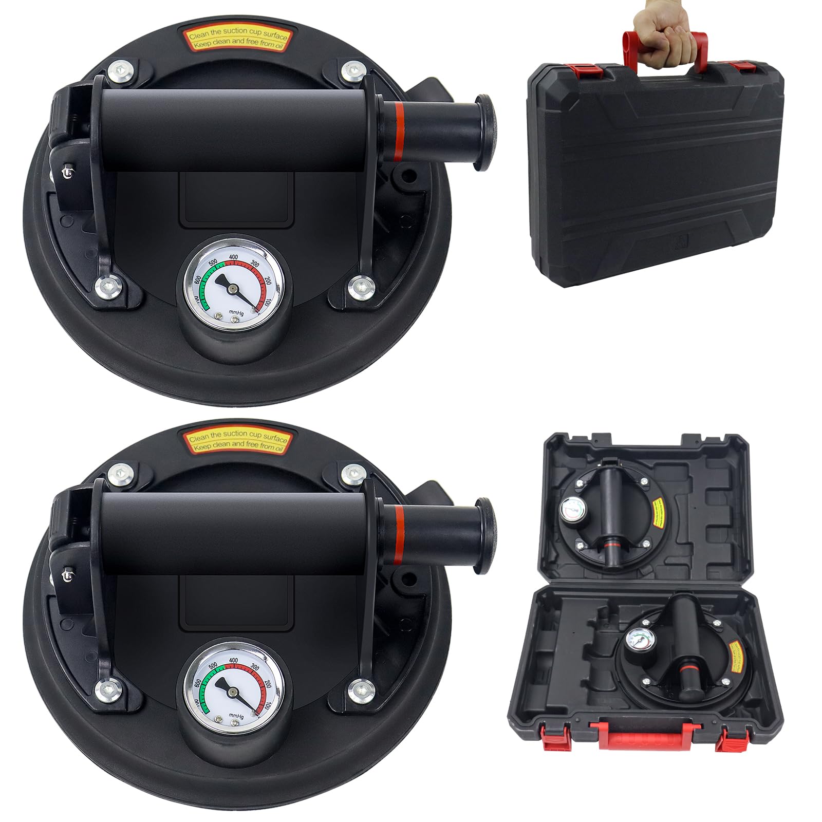 DGSL Glass Suction Cups, 2 Pack Heavy Duty Suction Cups to Lift Glass ...