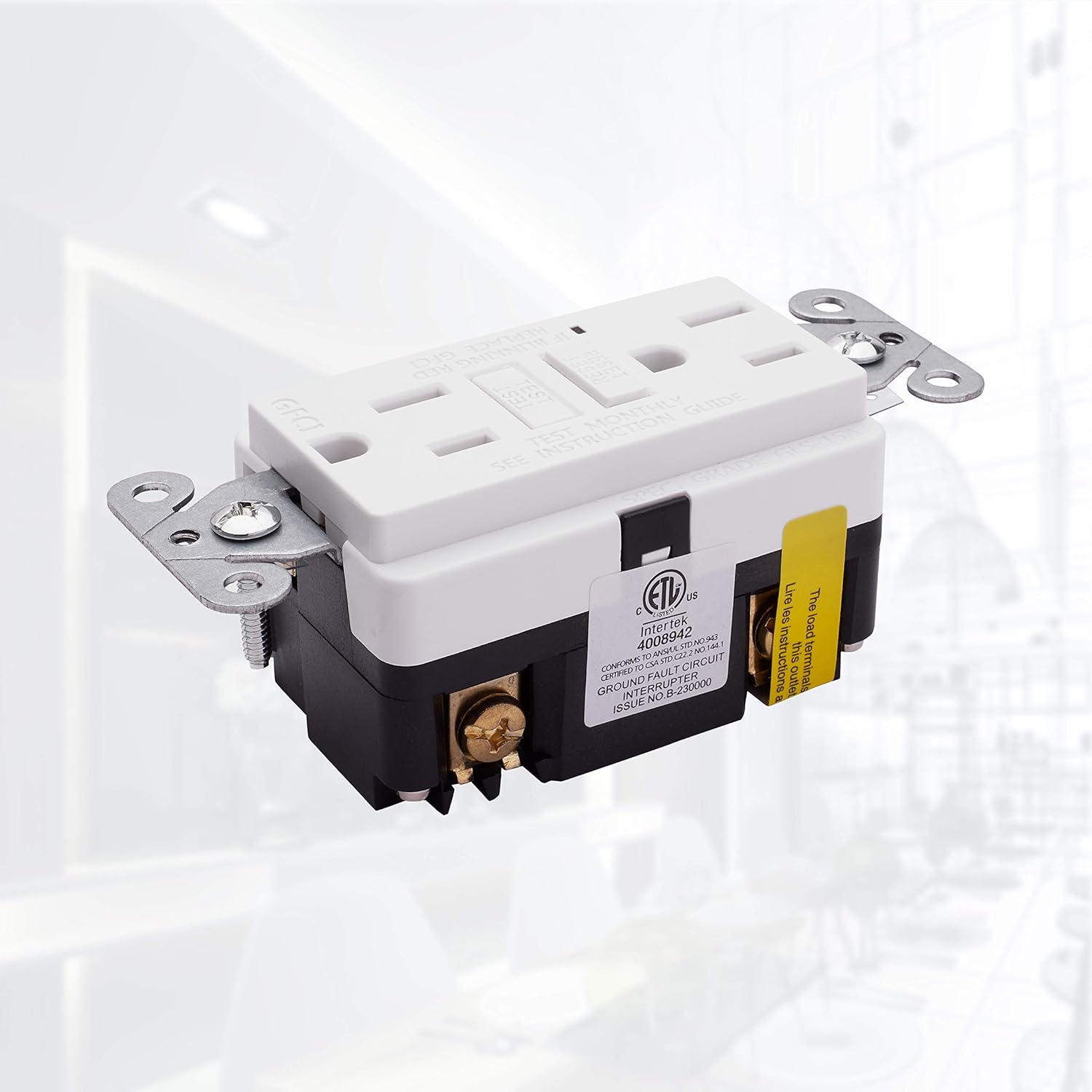Ivory ETL Listed Non-Tamper-Resistant GFI Duplex Receptacles with LED ...