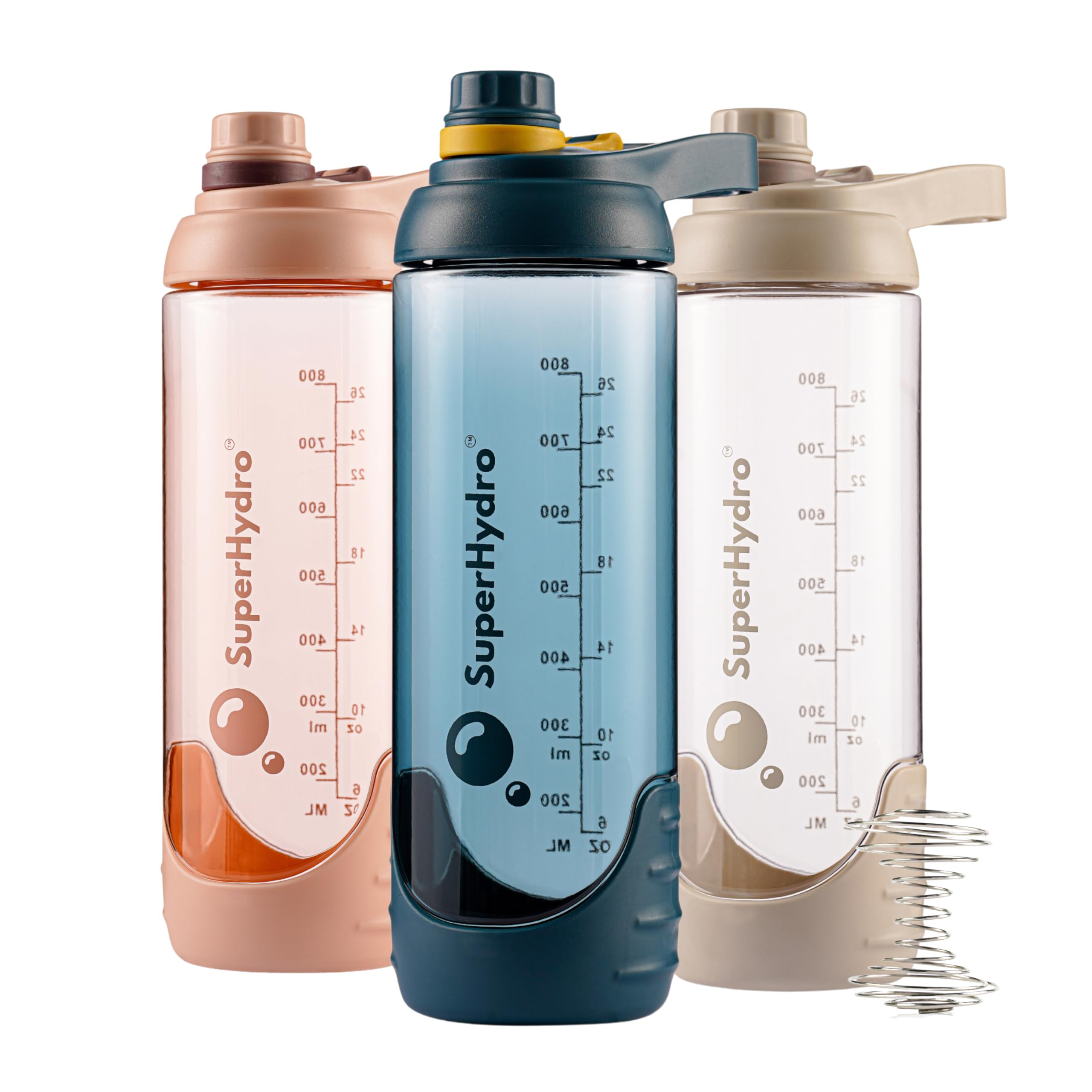 Super Hydro Sport Mixer Bottle [3 PACK] - 30 oz - BPA-Free, Non-Toxic ...