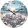 Amazon.com: XNM Analog Blue Beach Wall Clocks for Living Room Coastal ...