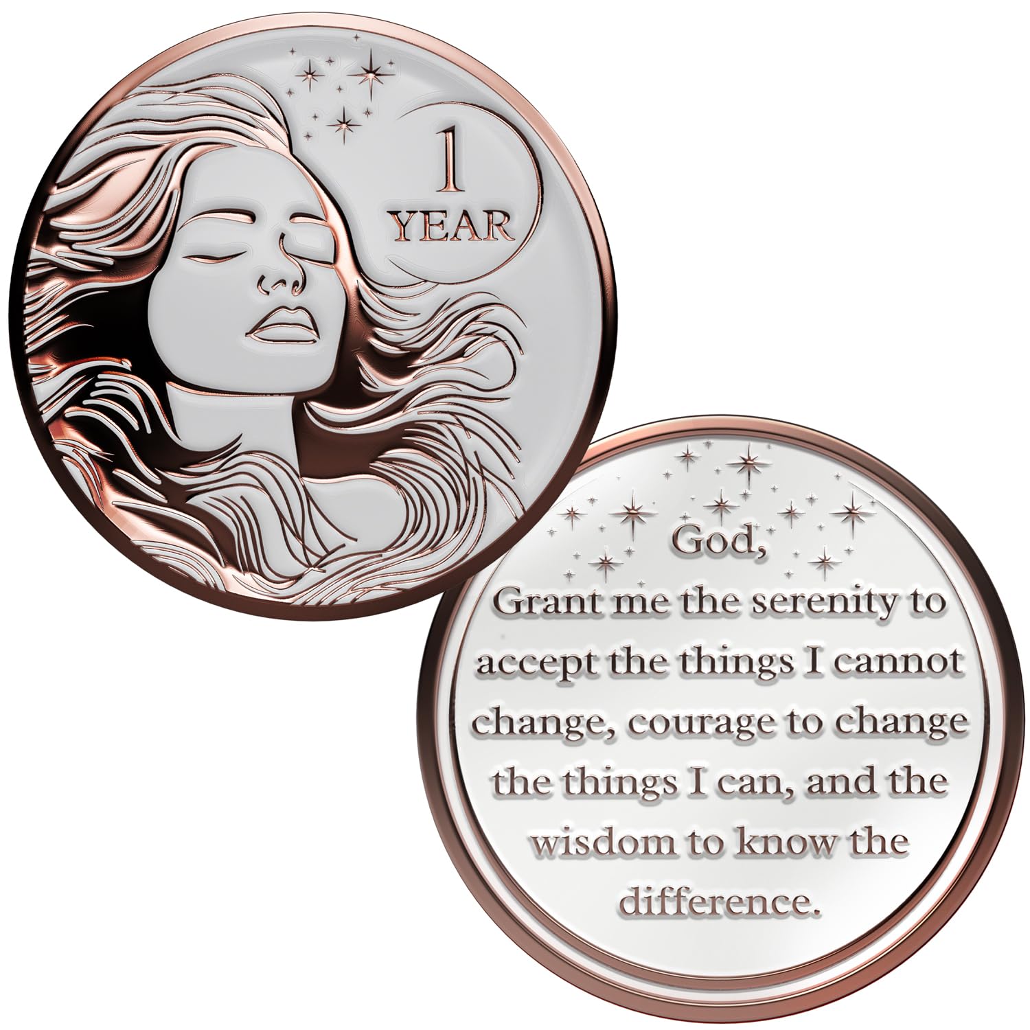 Mua 1 Year Sobriety Coin Gift Set | Woman's Serenity Token AA Chip ...
