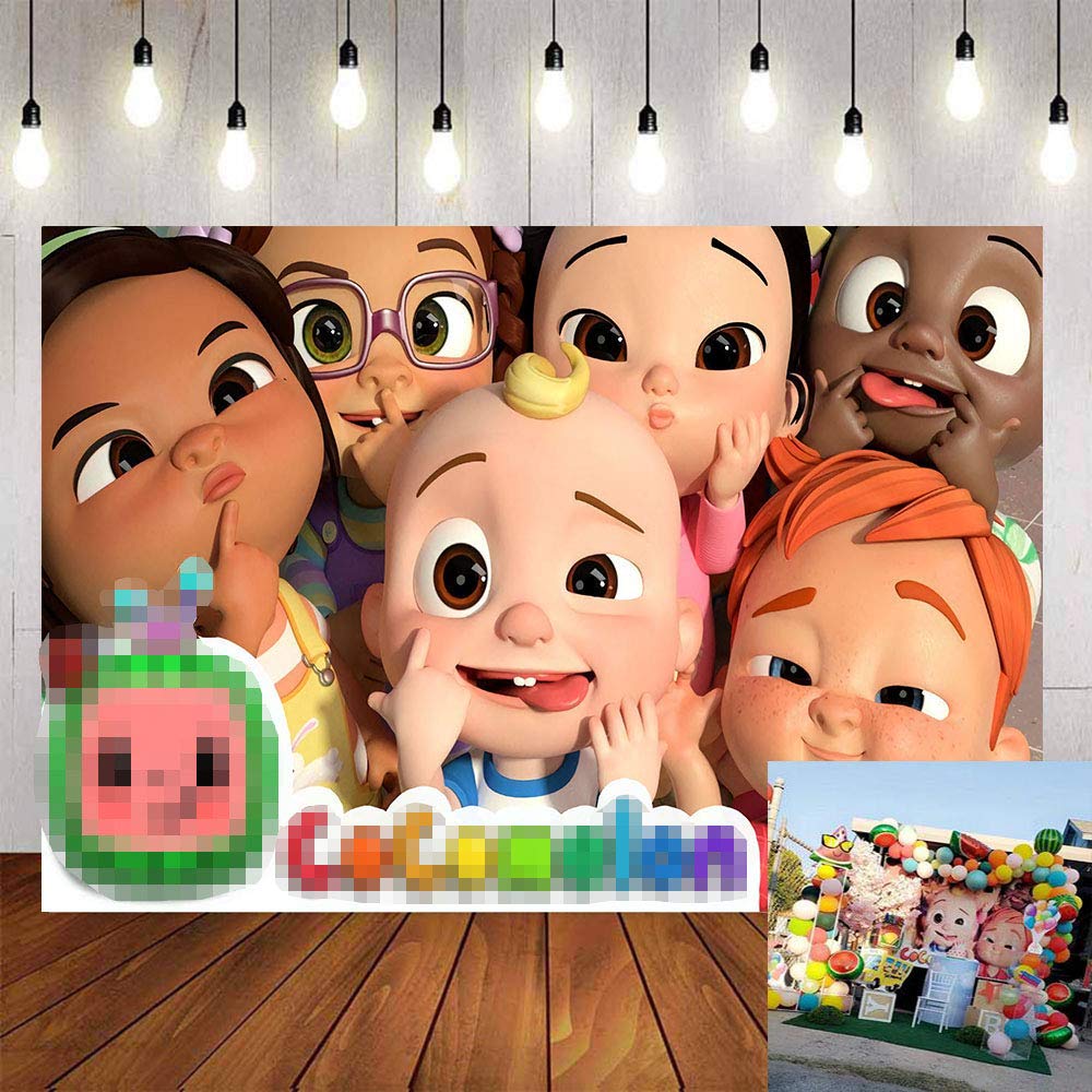 Buy Cocomelon Backdrop Cartoon Cute Boy Girl Smiley Newborn Baby Shower ...