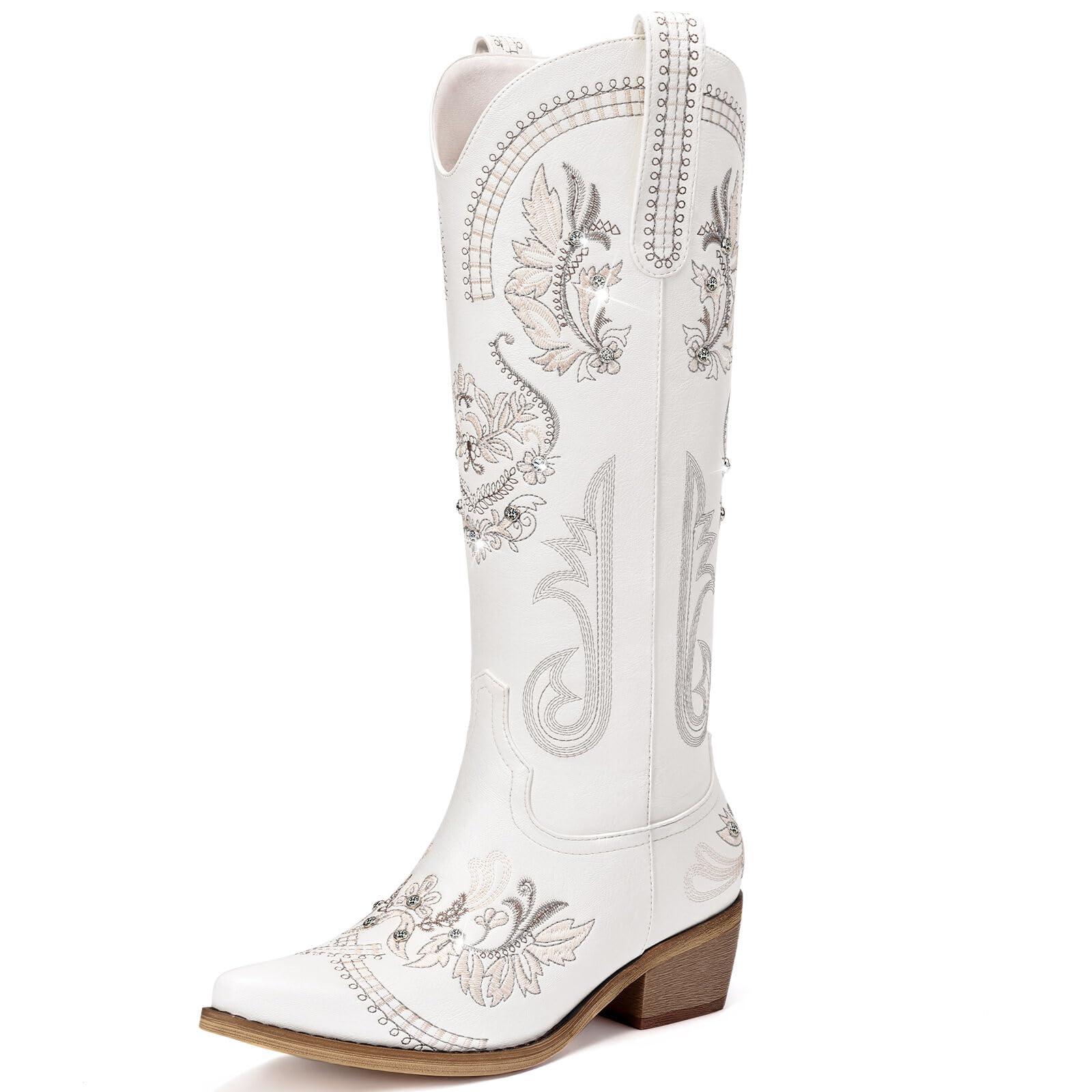Dixhills White Cowboy Boots for Women - Wide Calf Sparkly Cowgirl Boots ...