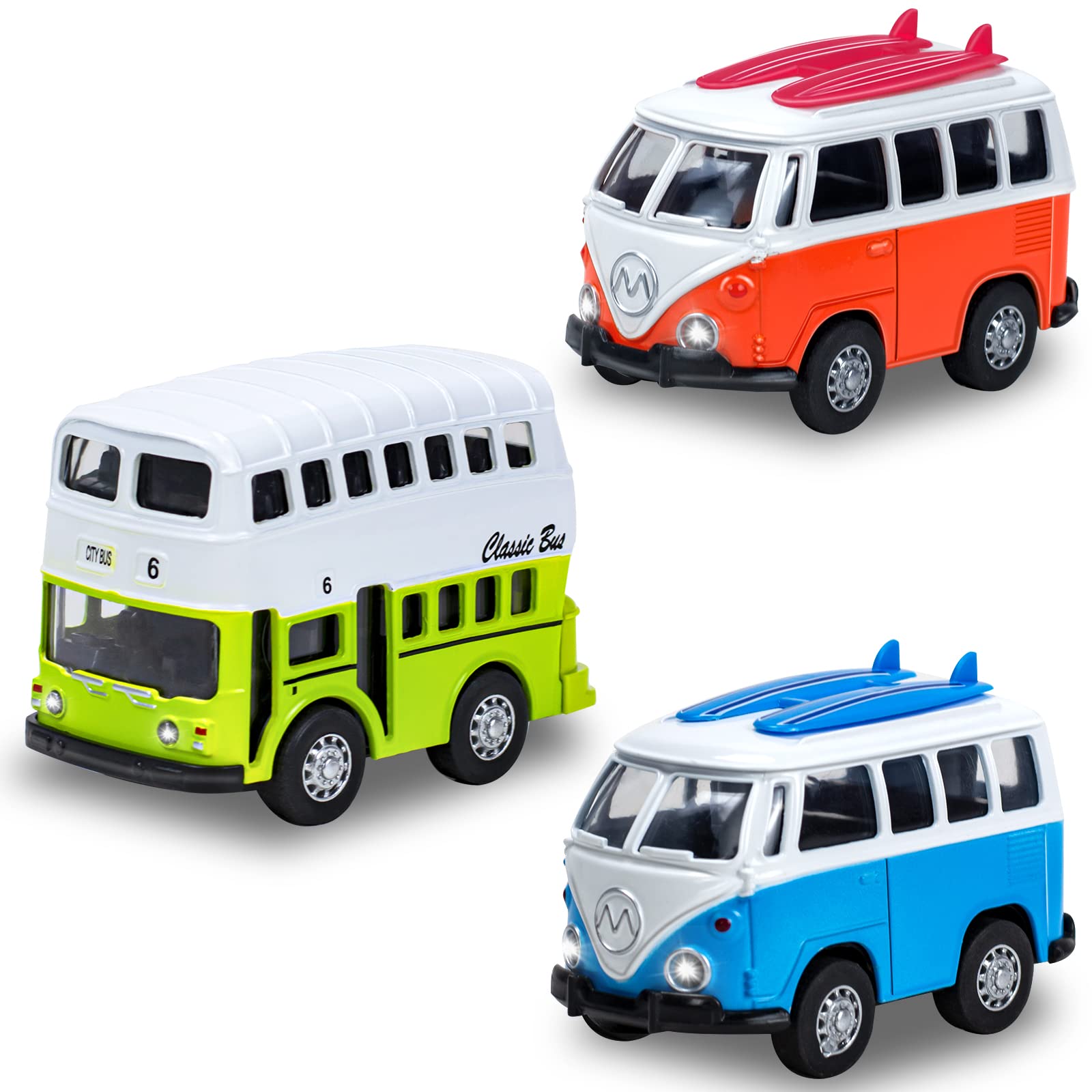 Mua Bus Toy, Set of 3, Car Toy, Double Decker Sightseeing Bus, Pull ...
