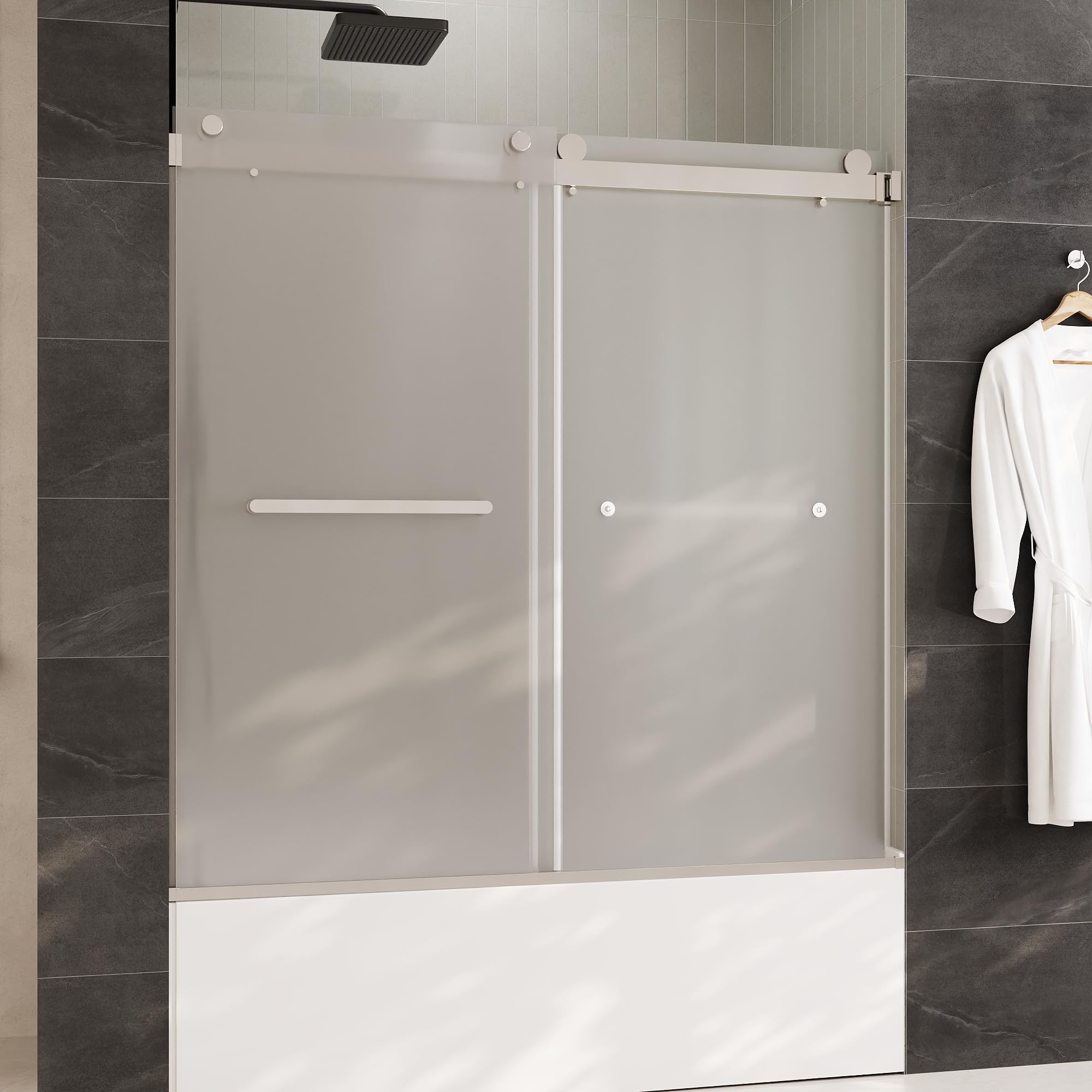 DeerValley Bathtub Shower Door 56-60"×62", Double Sliding Bypass Glass ...