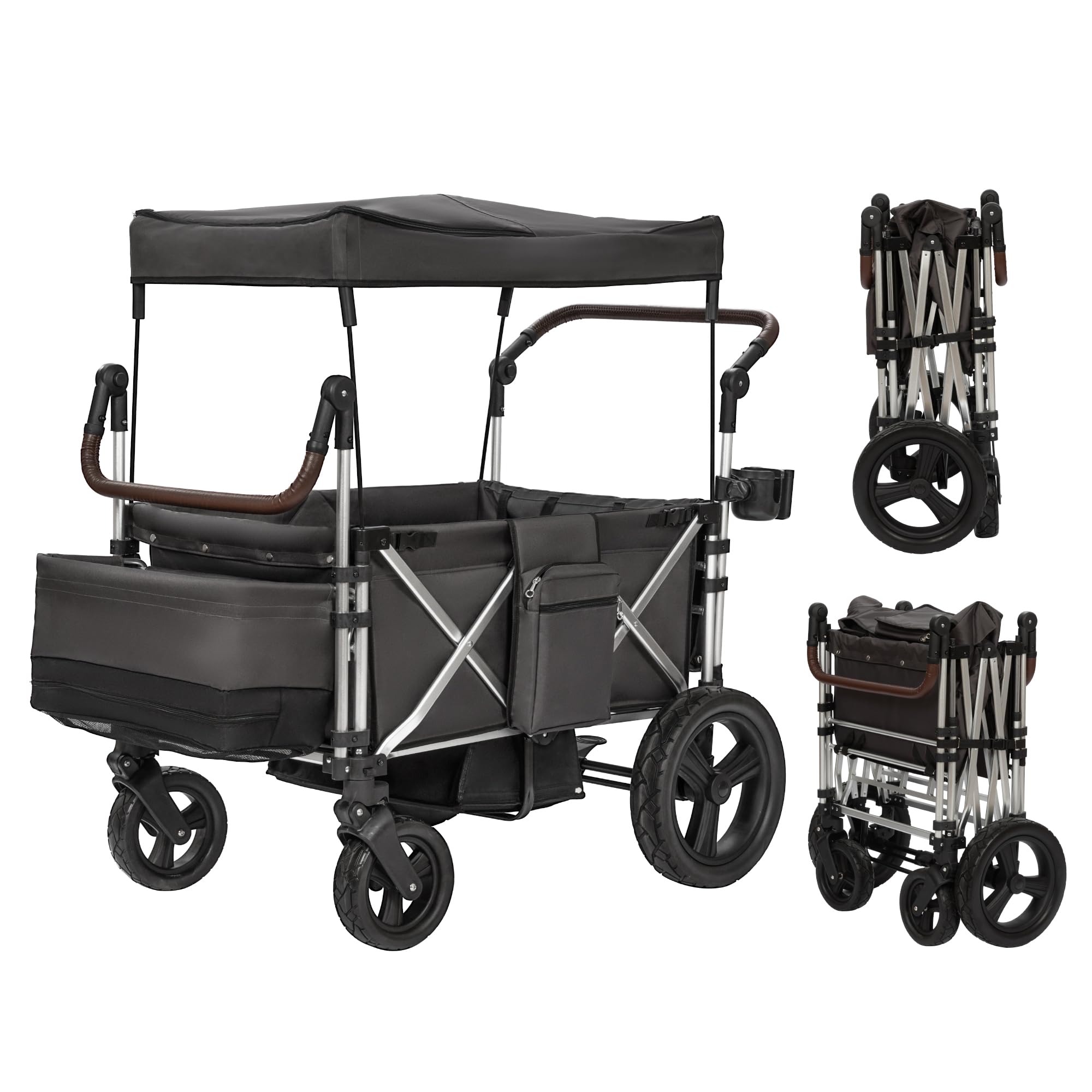 Real Relax Stroller Wagon for 4 Kids, Folding 4 Seater Wagon Stroller ...