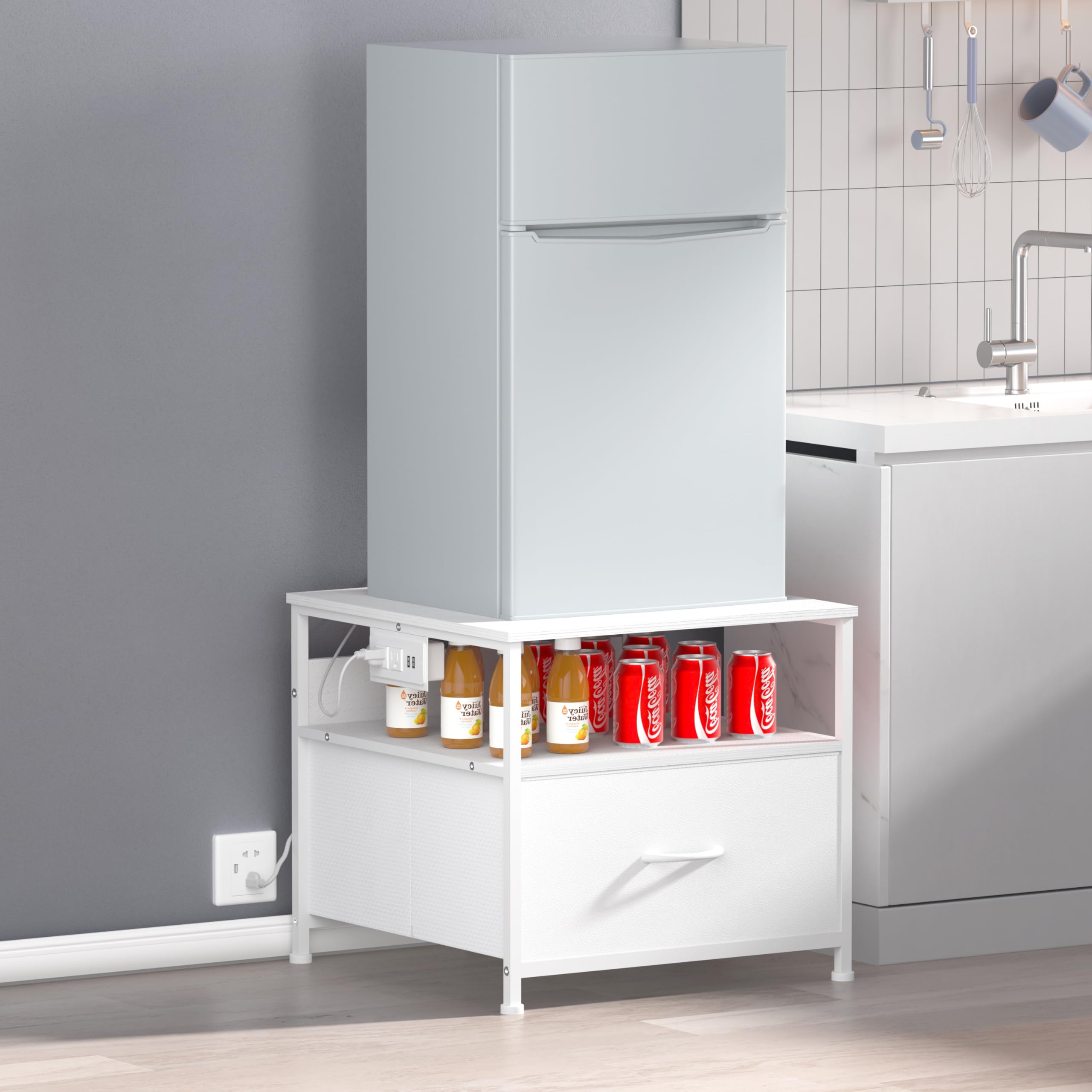 Unionly180 lb Mini Fridge Table with Drawer Fridge Shelf, Mini Fridge ...