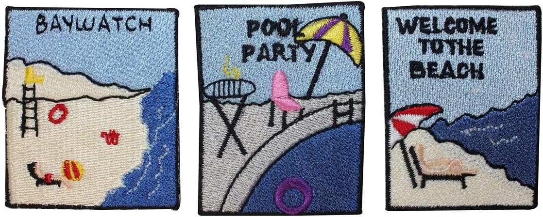 Amazon.com: ID 1809ABC Set of 3 Beach Scene Patches Ocean Badge ...