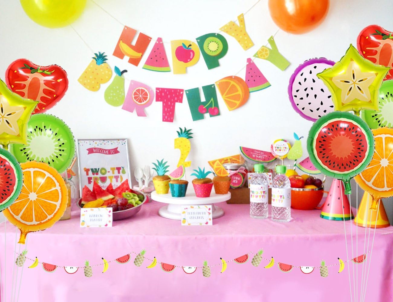 Kreatwow Tutti Fruit Party Decorations Fruit Happy Birthday Banner ...