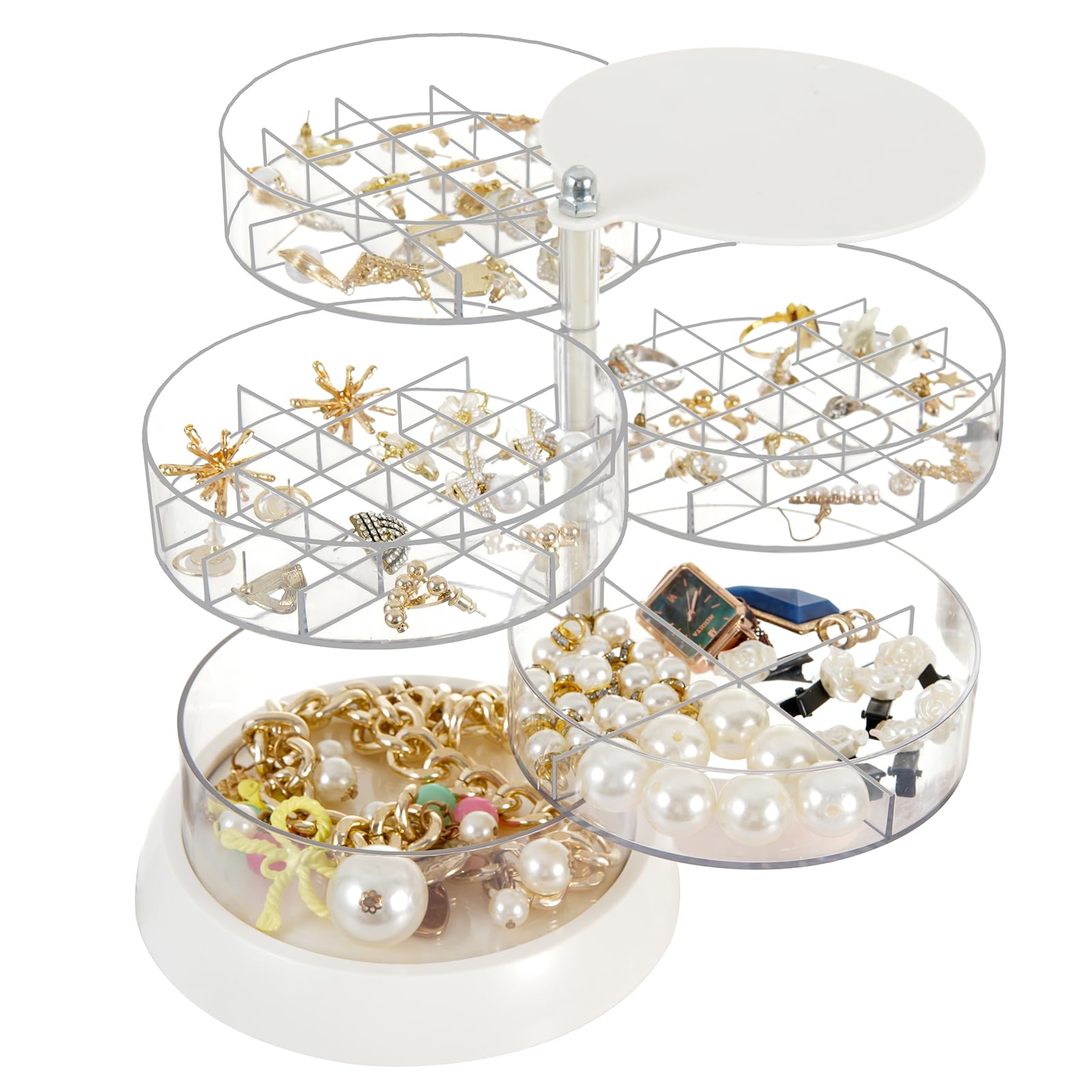 Cq acrylic 360 Degree Rotating Jewelry Box for Girls,Small Jewelry ...