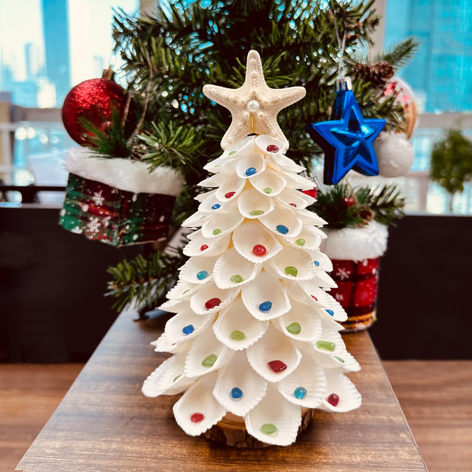 Sea Shells Christmas Tree Handmade Crafts Tabletop Shells Christmas ...