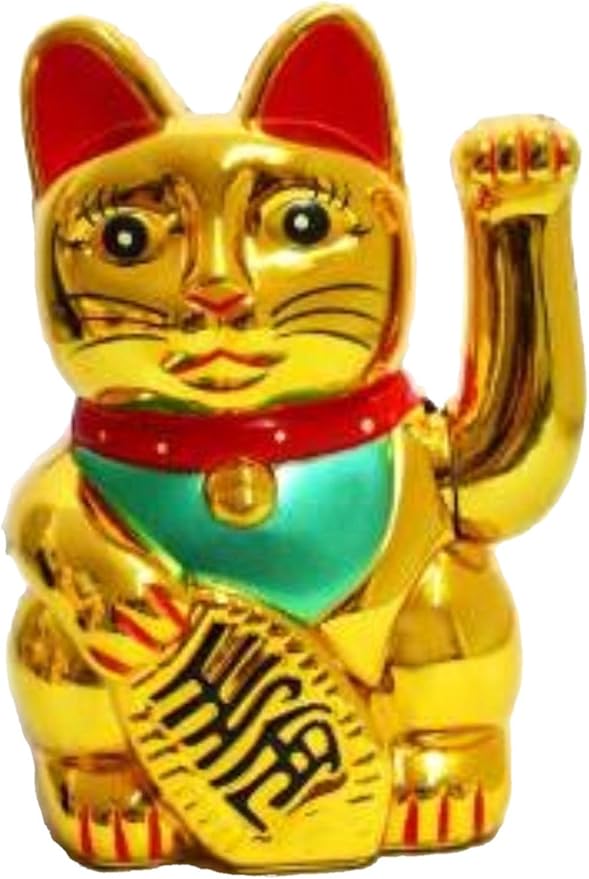 Unbekannt Gato de la Suerte japonés Maneki Neko (13 cm), Color Dorado ...