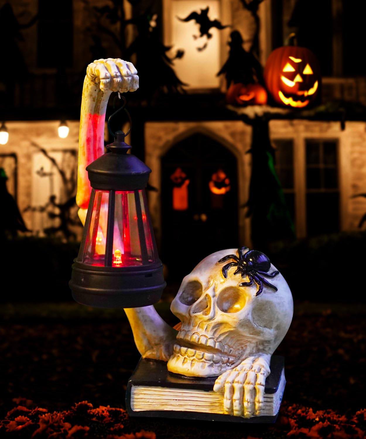 Nacome Halloween Solar Skull Statue Decor: Scary Skeleton Garden ...