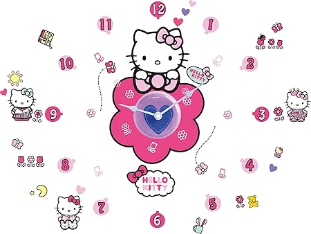 Hello Kitty Tell The Time Clock Wall Sticker: Amazon.co.uk: Kitchen & Home